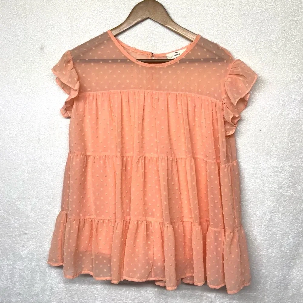 entro | Tops | Flowy Tiered Lightweight Sheer Overlay Peach Colored ...